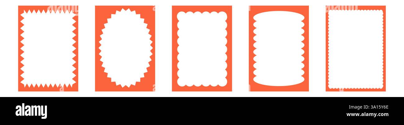 Groovy frame jagged scallop edge, frame text box or border. Curve funky y2k retro form ...