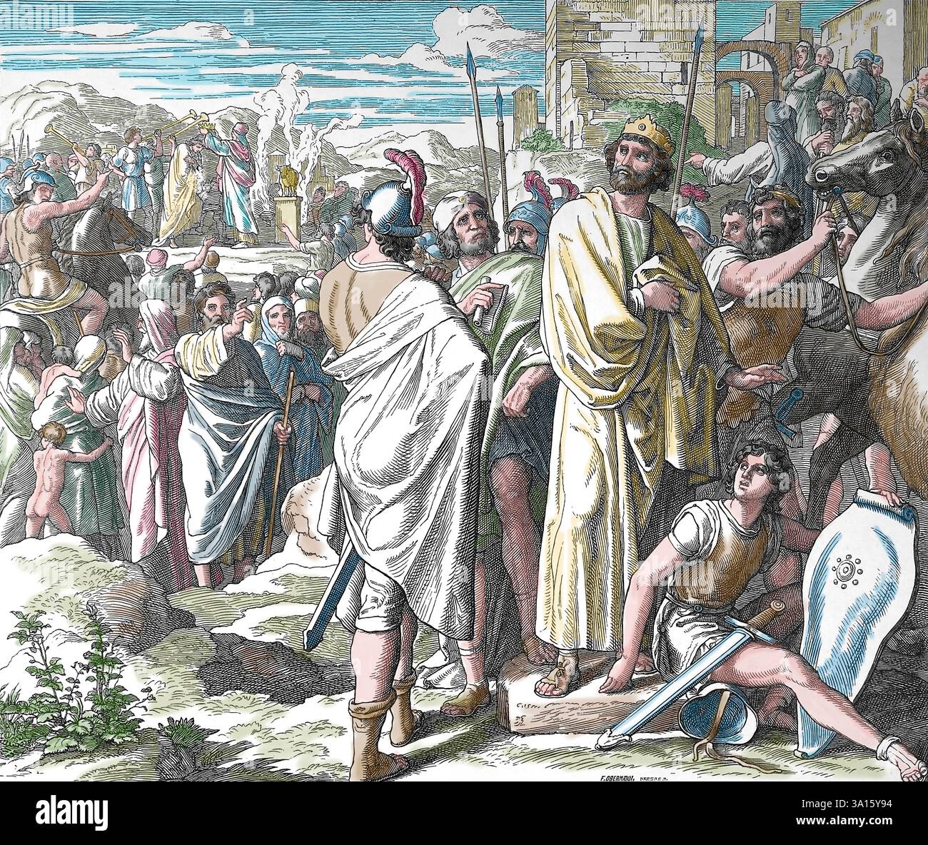 Bible. Rehohoam succeeds Solomon. The First Book of Kings. Illustration ...