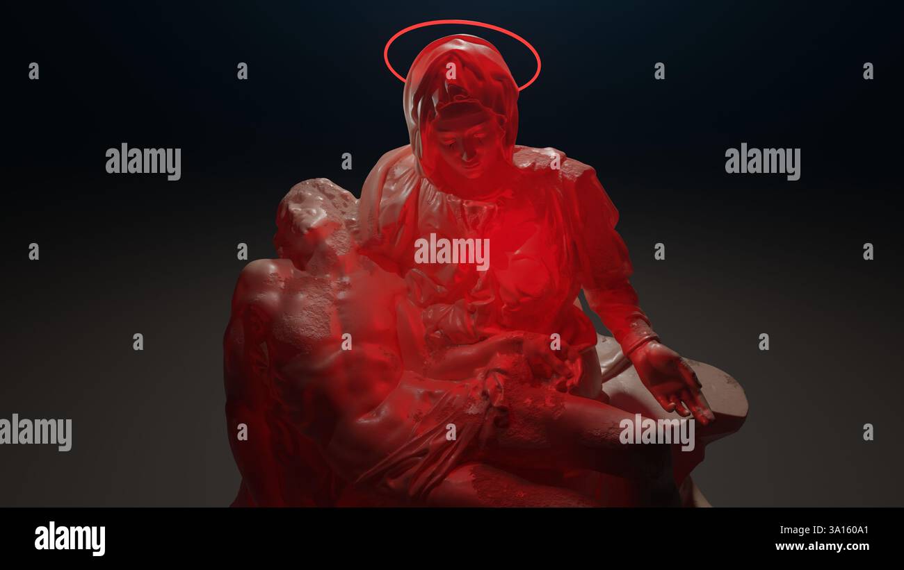 A modern reinterpretation of Michelangelo Pieta, blending 3D graphics ...