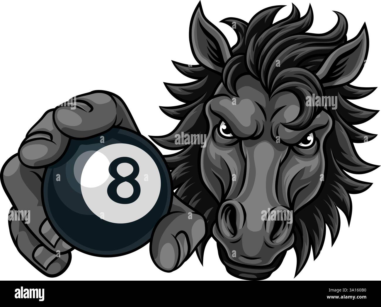 Horse Mustang Stallion Pool Billiards Sport Mascot Stock Vector Image ...