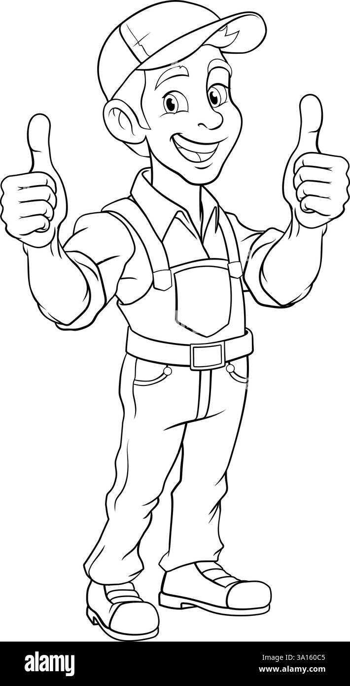 Handyman Mechanic Painter Plumber Cartoon Mascot Stock Vector Image ...