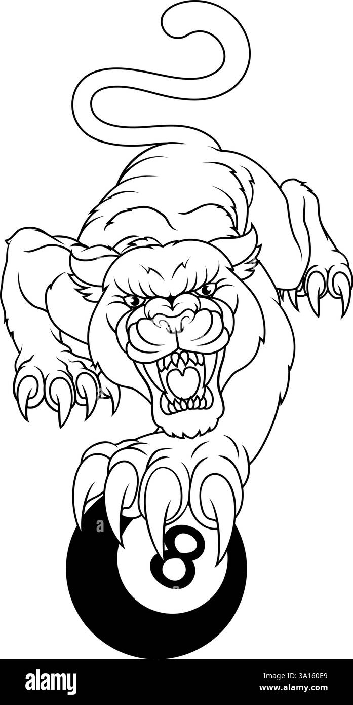 Panther Leopard Pool Billiards Ball Team Mascot Stock Vector Image ...