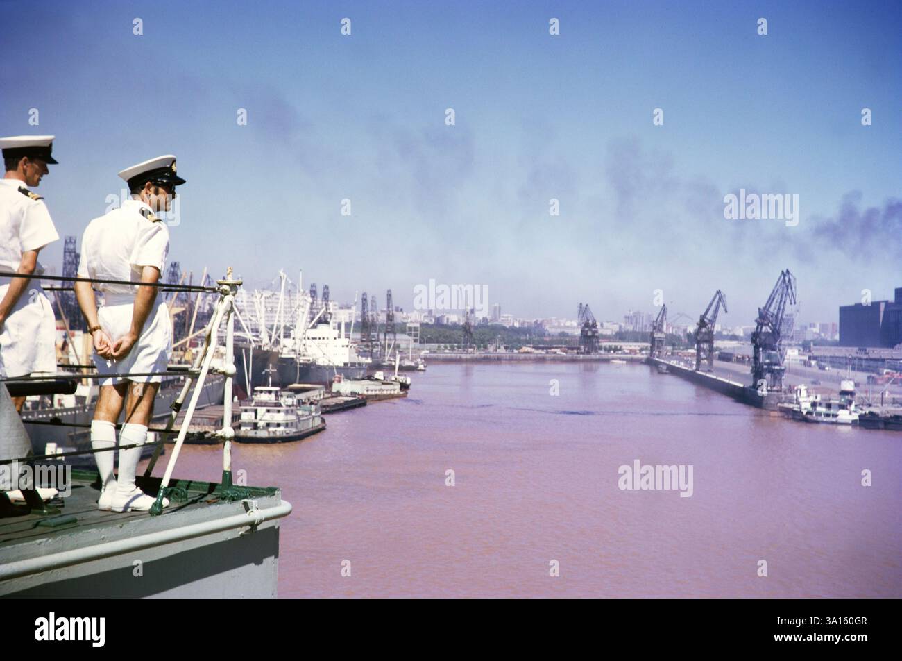 HMS Triumph in port at Buenos Aires, Argentina, South America, Royal Navy, slide dated February ...