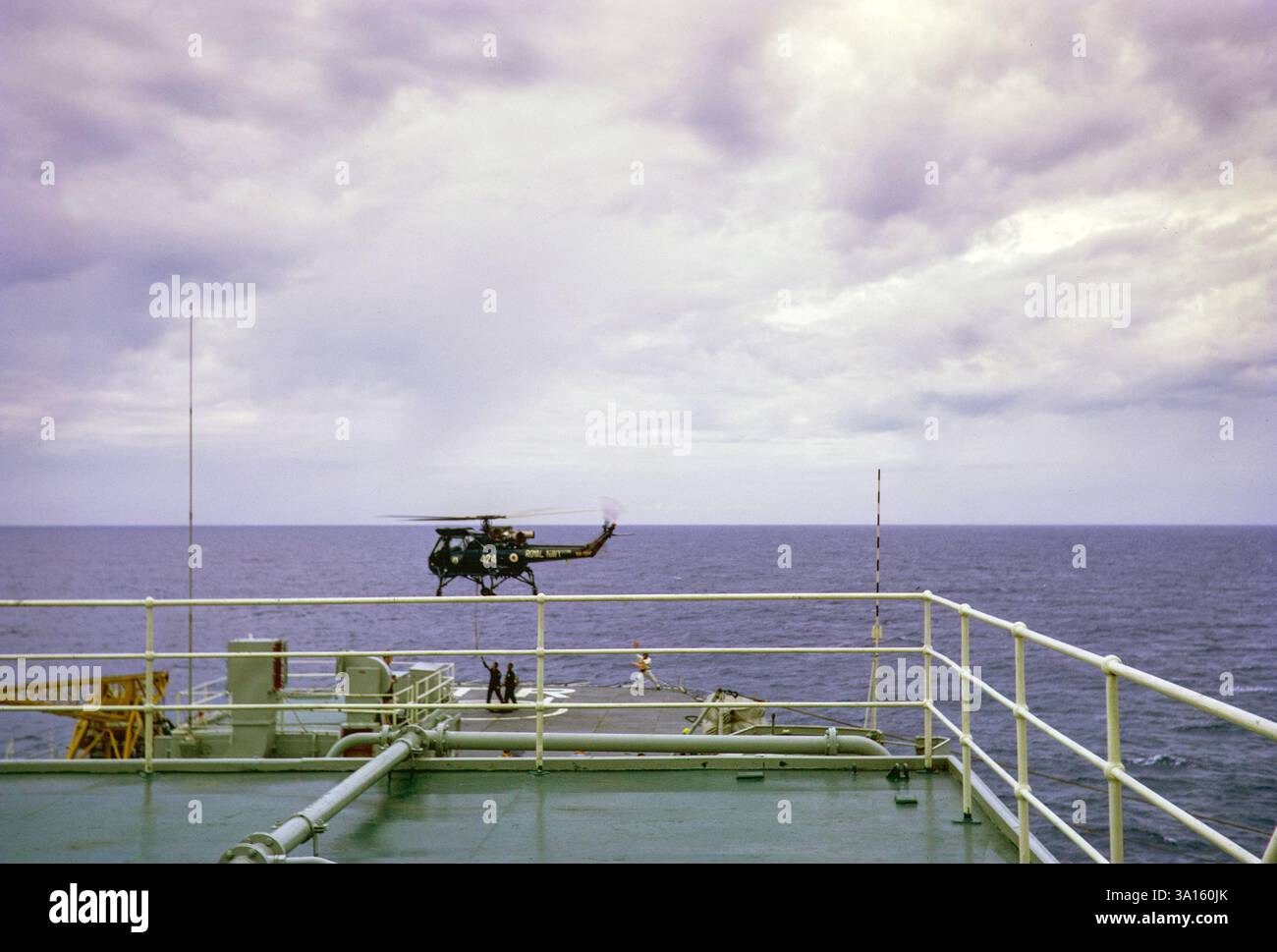 Westland Wasp helicopter XT788 manoeuvering on flight deck of HMS ...