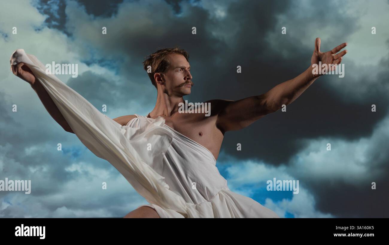 A muscular, athletic figure embodying Zeus, the ancient Greek god of ...