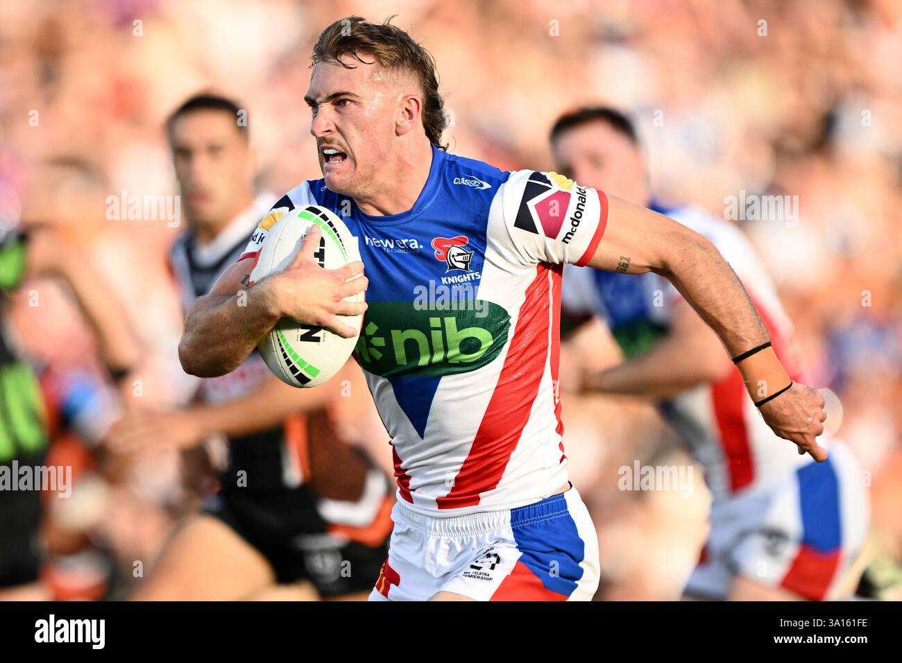 Sydney, Australia. 07th Mar, 2025. Fletcher Sharpe of the Knights makes ...