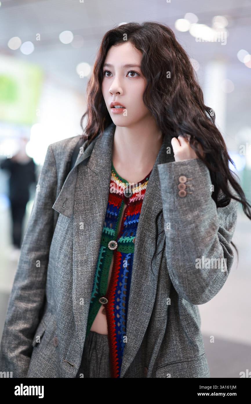 Chinese actress, singer and dancer Song Yanfei appears at the airport ...