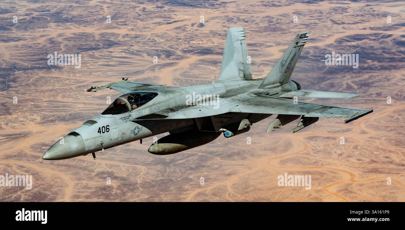 A U.S. Navy F/A-18 Super Hornet, assigned to the Harry S. Truman ...
