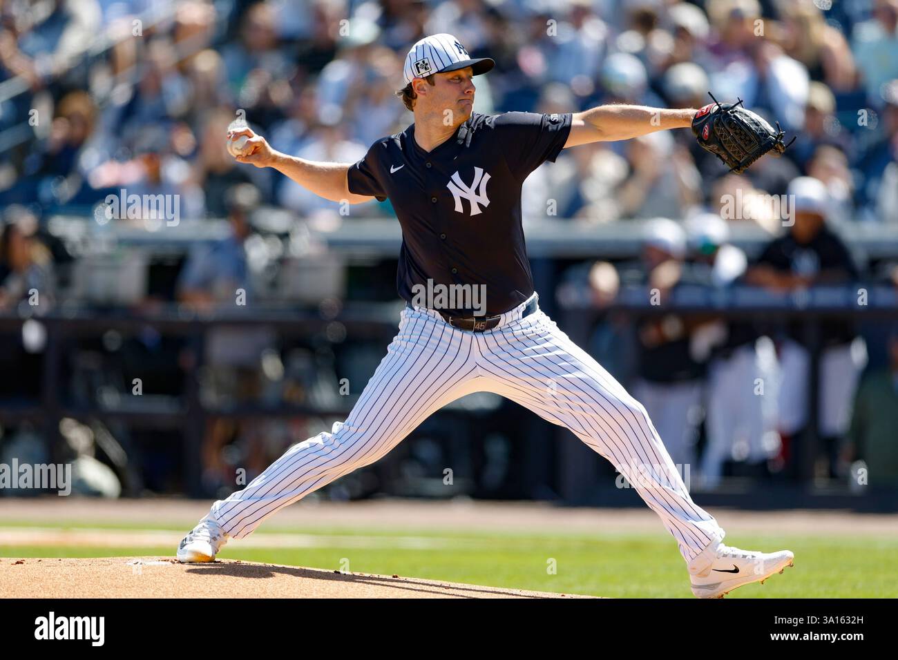 Tampa, FL USA; New York Yankees pitcher Gerrit Cole (45) delivers a ...