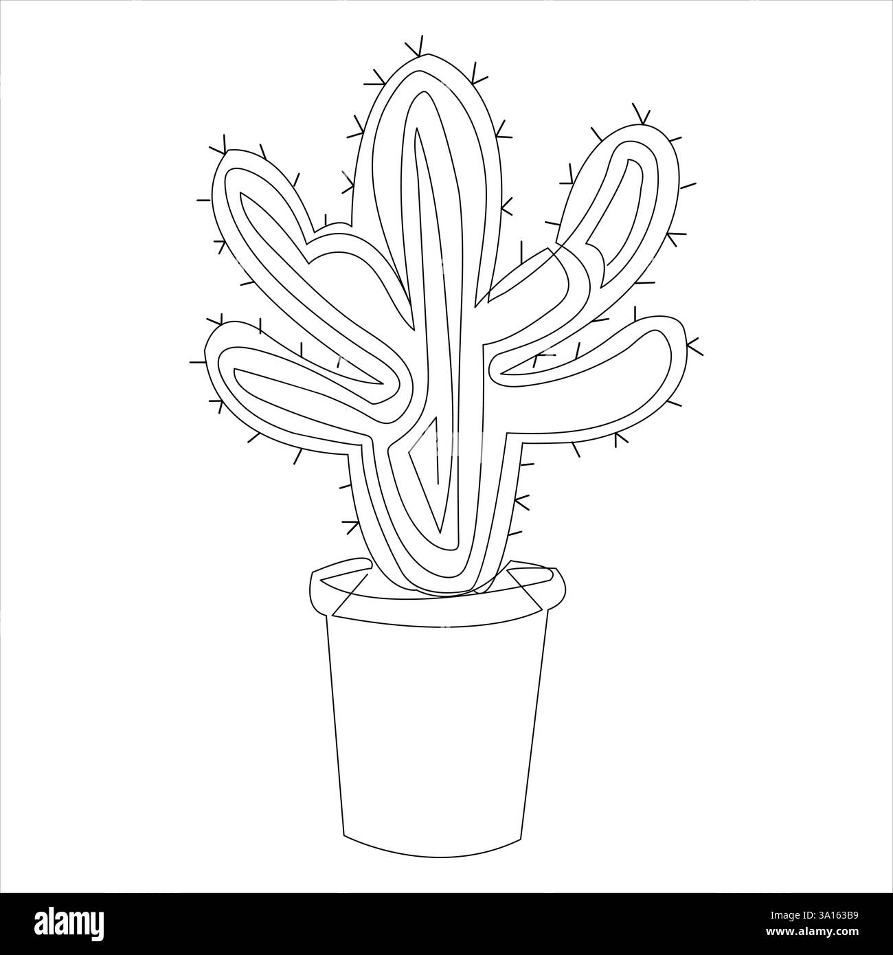 Continuous one line art drawing cactus doodle vector and cactus plants outline minimalist design ...