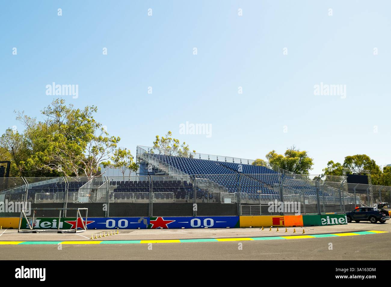 Melbourne, Australia. 07th Mar, 2025. A new grandstand is constructed at turn 4 of the Albert ...