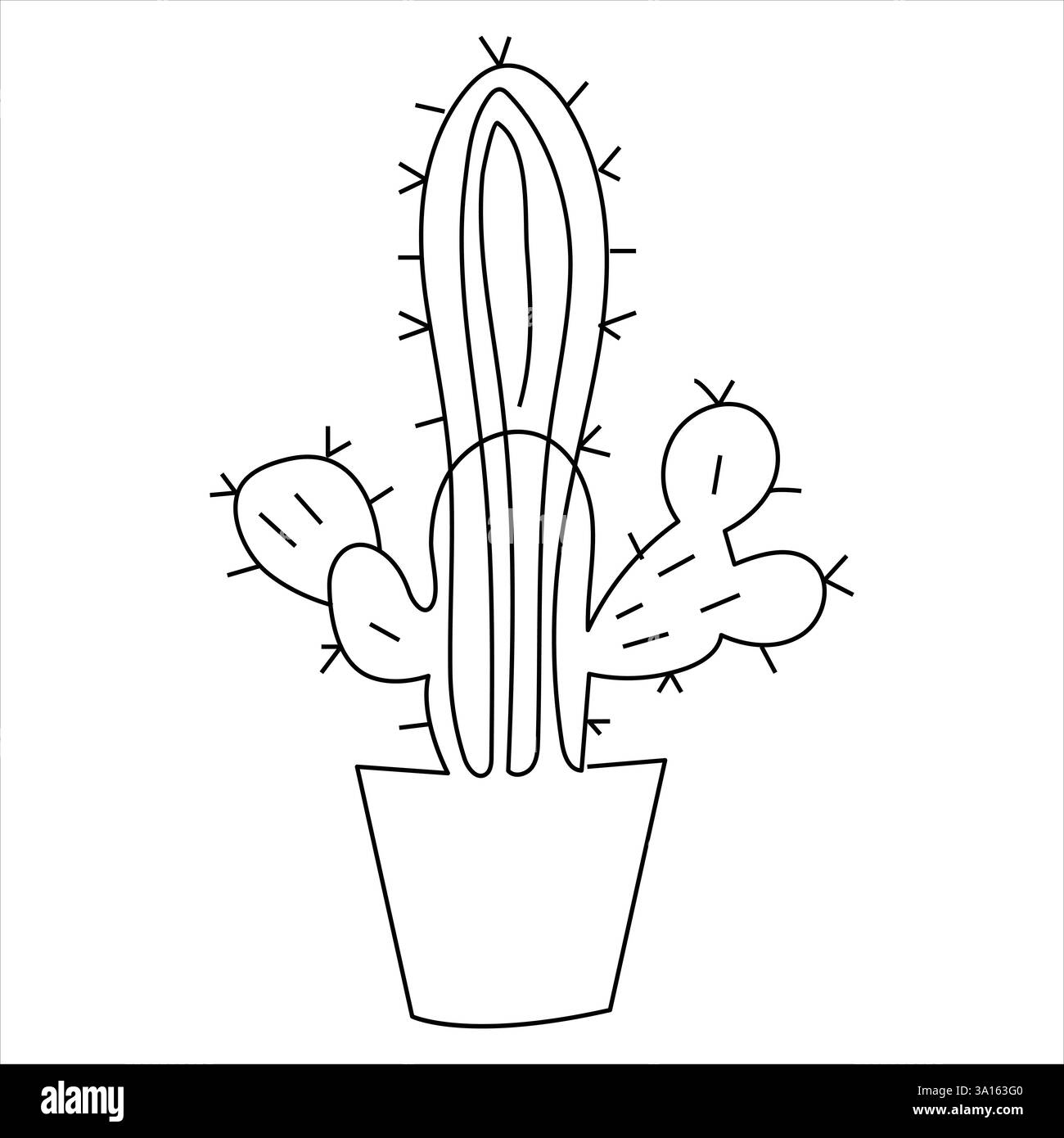 Continuous one line art drawing cactus doodle vector and cactus plants ...