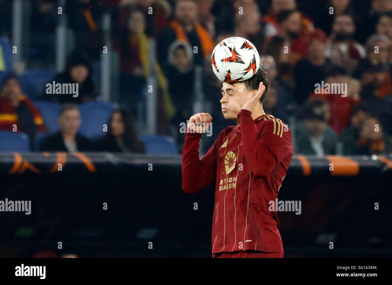 Rome, Italy, 6 March, 2025. Niccolo Pisilli, of Roma, in action during ...