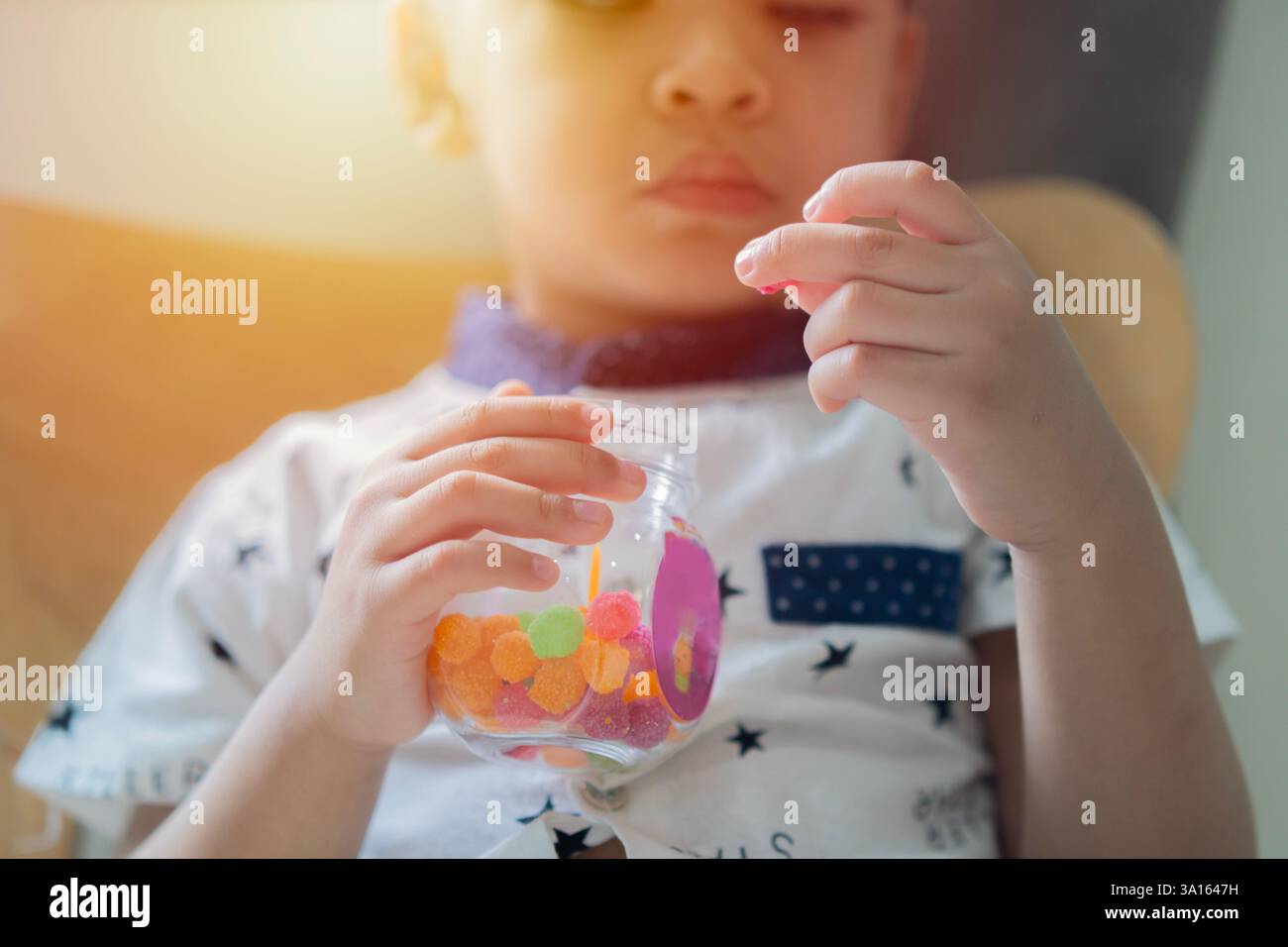 Gummy ball, kid has a good appetite, happy childhood, balanced diet ...