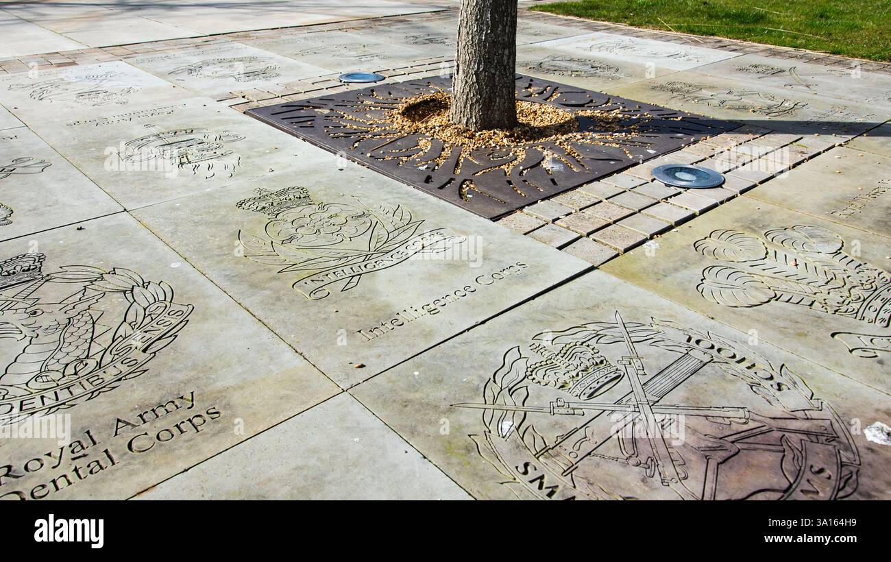 Regimental insignia at The National Memorial Arboretum, Alrewas ...