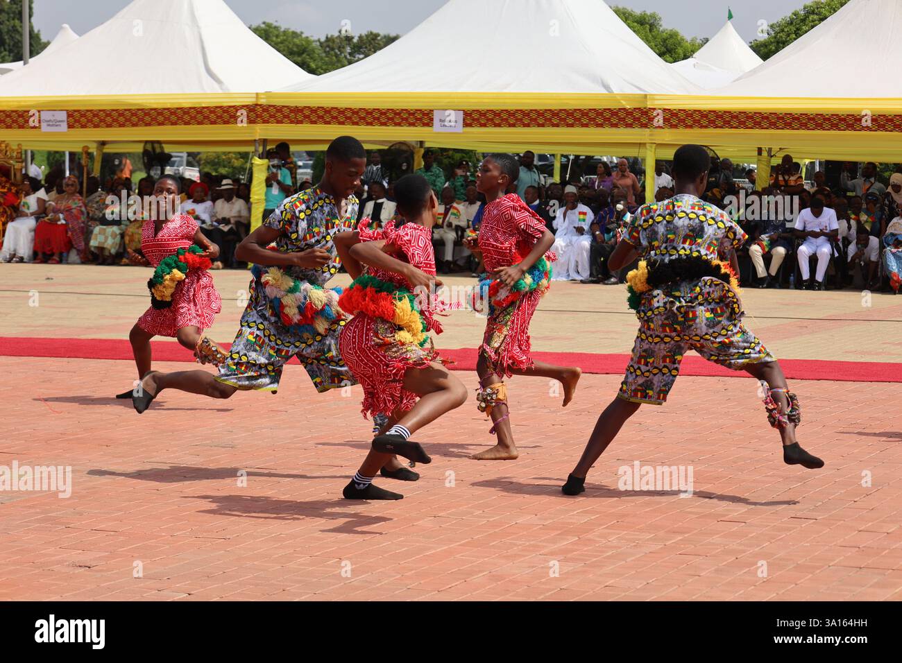 Accra, Ghana. 6th Mar, 2025. A traditional dance performance is staged during a celebration ...