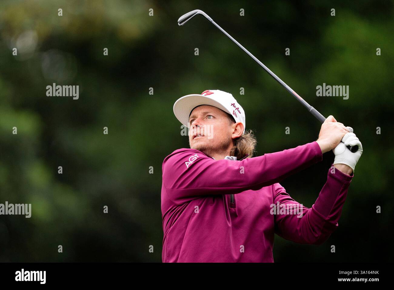 Captain Cameron Smith of Ripper GC hits his shot from the fifth tee ...