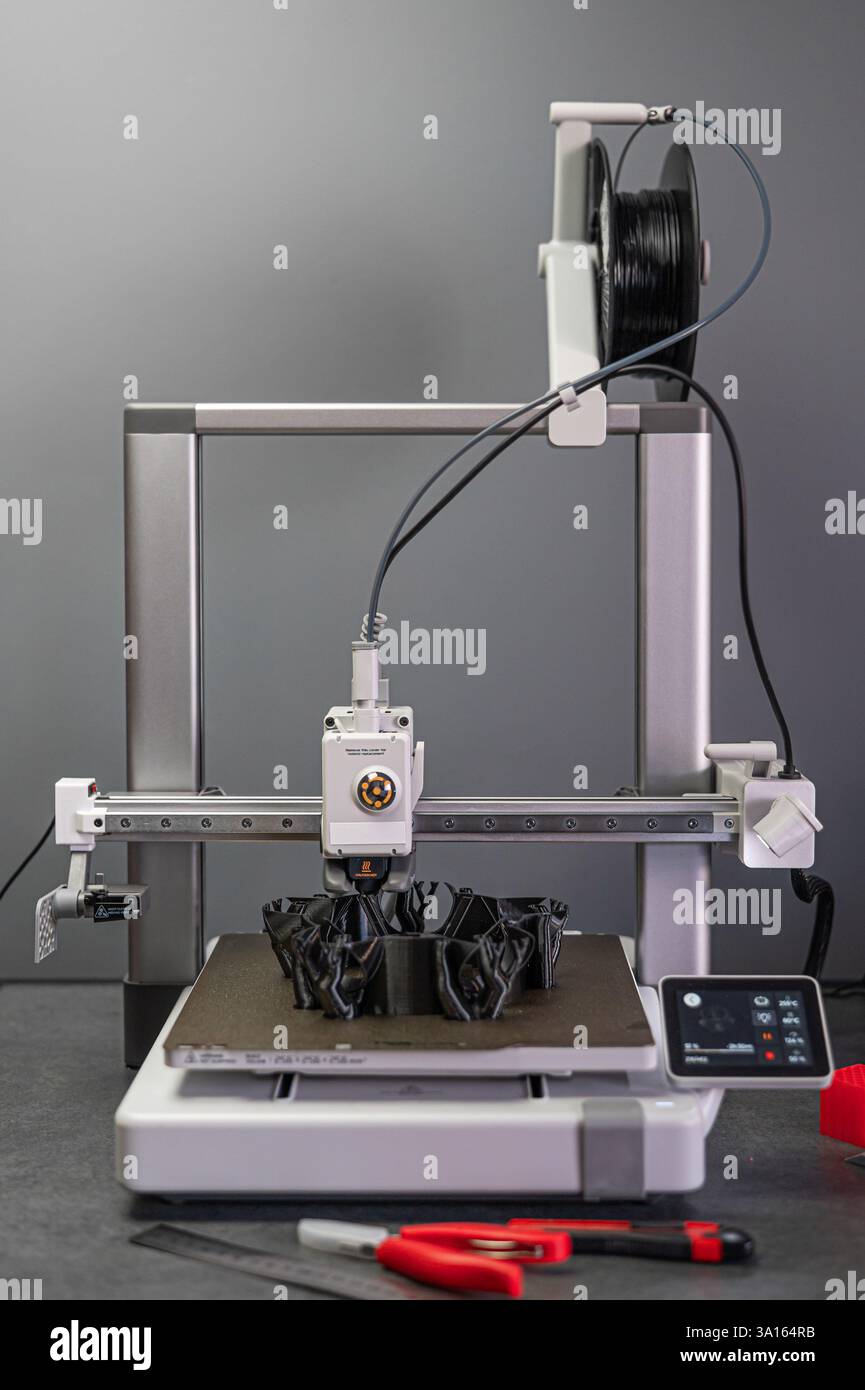 The 3D printing machine operation. The 3D rapid prototype processing ...