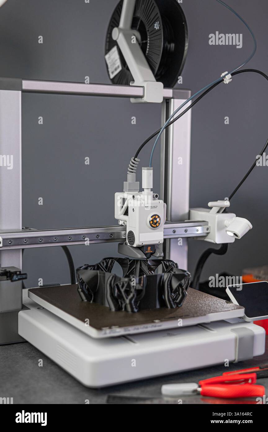 The 3D printing machine operation. The 3D rapid prototype processing ...