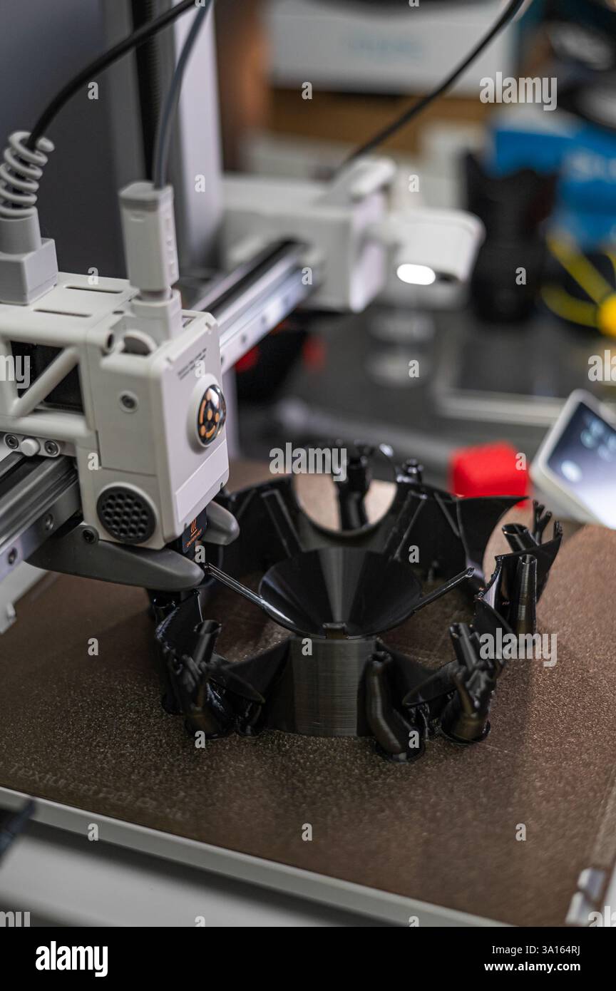 The 3D printing machine operation. The 3D rapid prototype processing ...