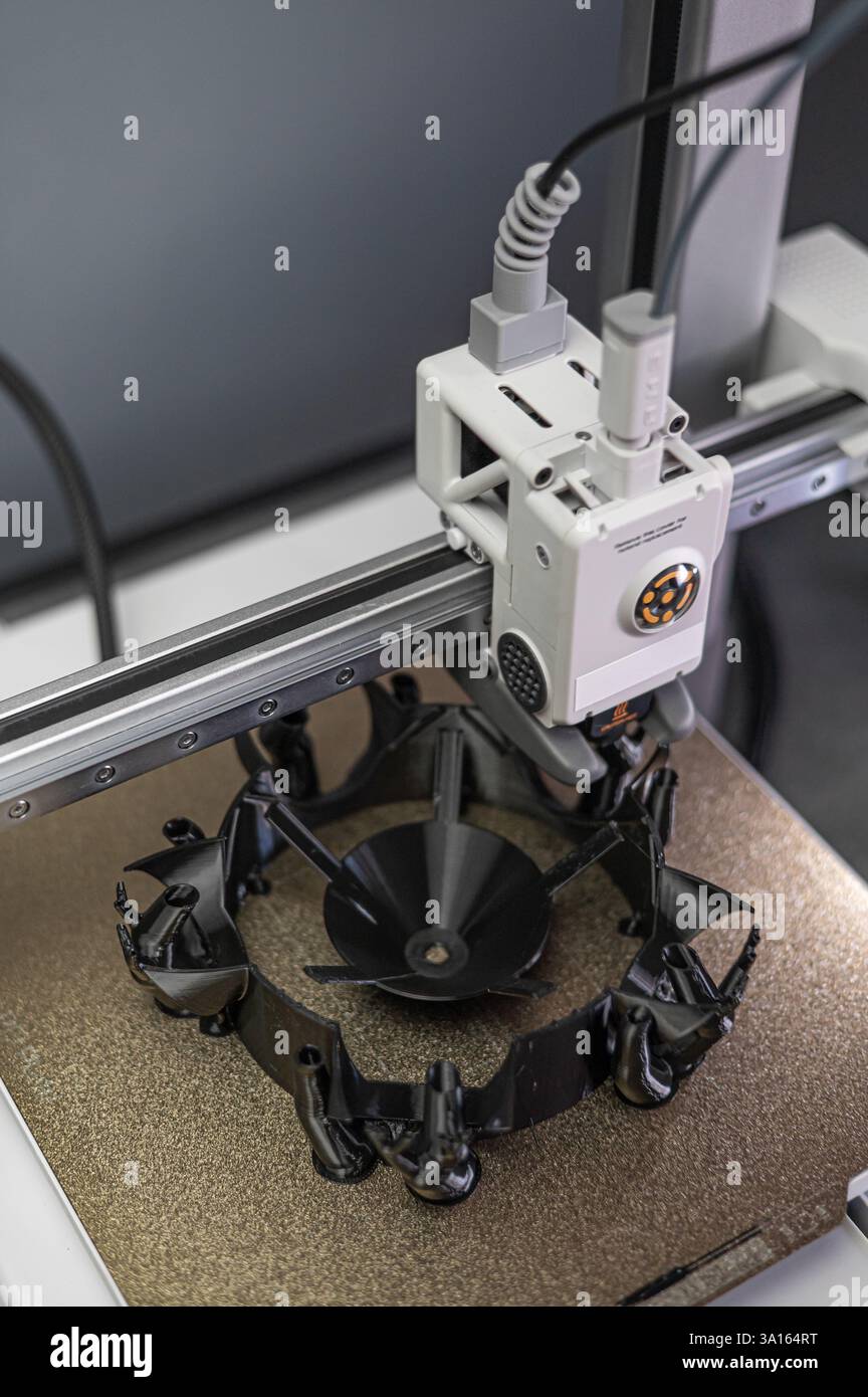 The 3D printing machine operation. The 3D rapid prototype processing ...