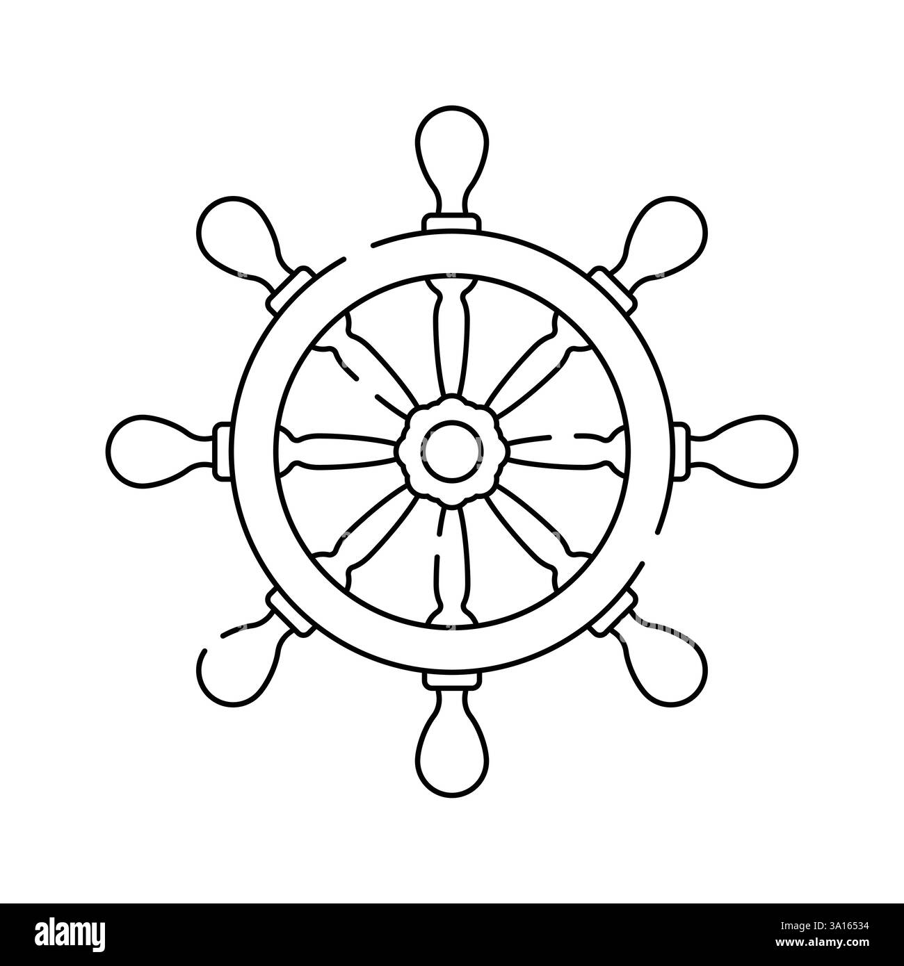 Nautical ship wheel icon, maritime, sailing, or sea adventure, ready to ...