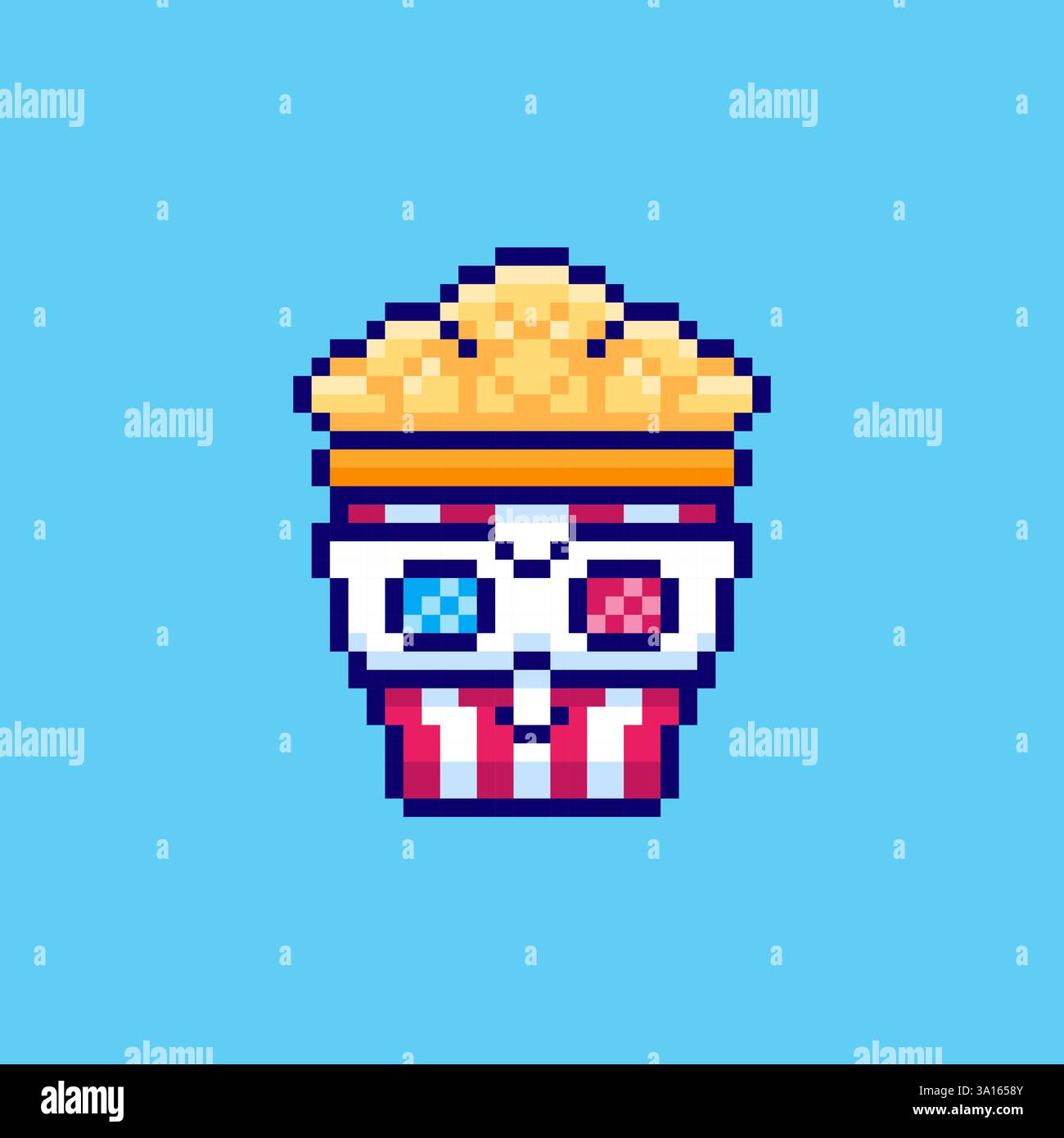 Pixel art Cute Popcorn Movie game asset design Stock Vector Image & Art ...