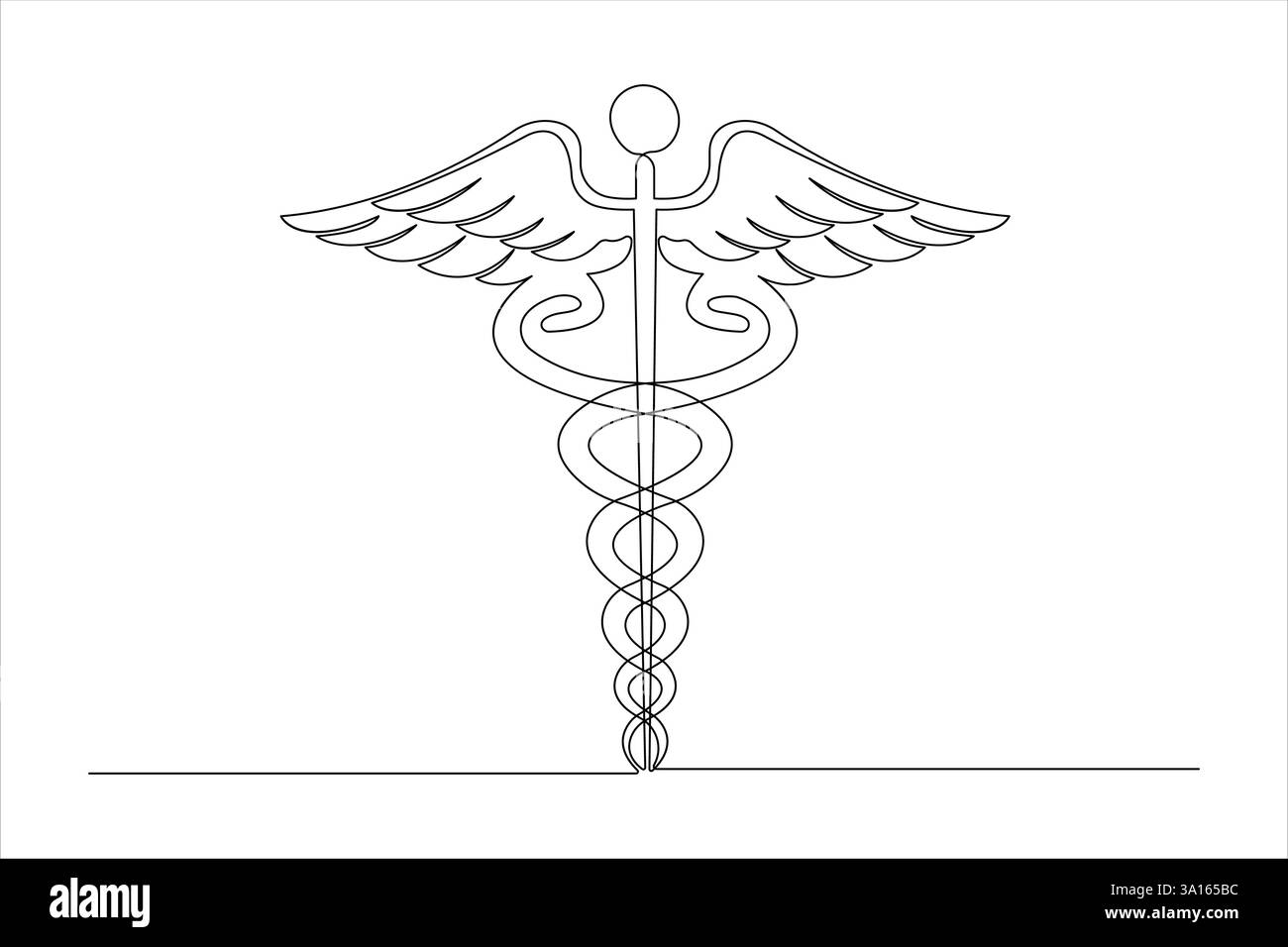 Medical symbol caduceus. Continuous one line art drawing of Vector ...