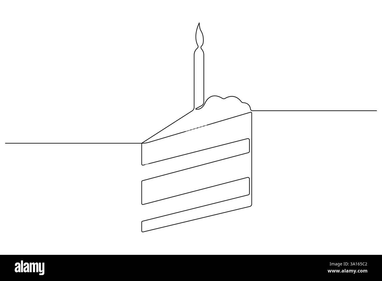 Continuous one line art of birthday cake party, anniversary and ...