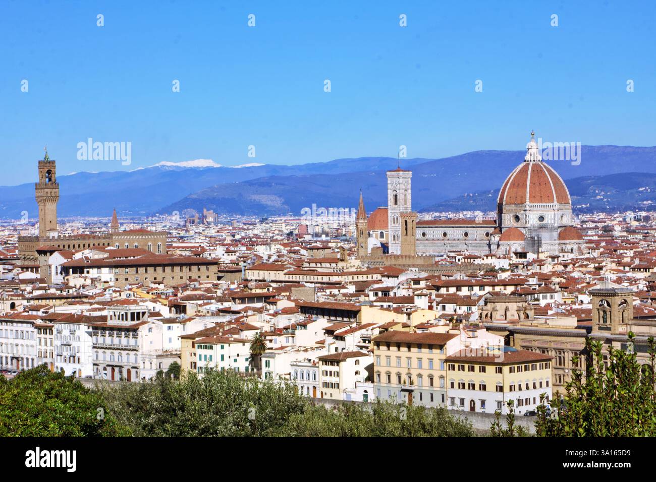 Famous stunning view of Florence city center from Michelangelo plaza ...