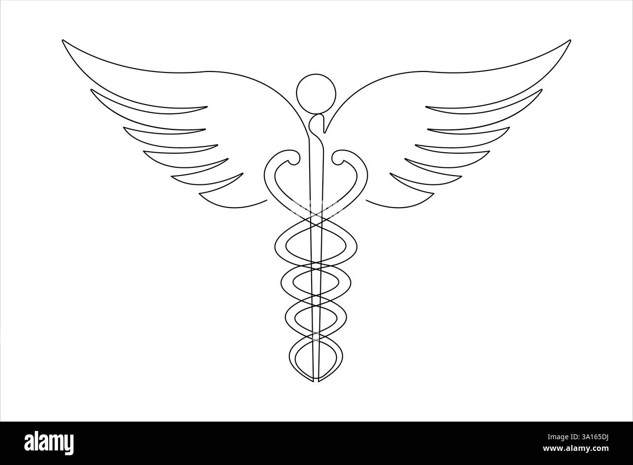 Medical symbol caduceus. Continuous one line art drawing of Vector ...