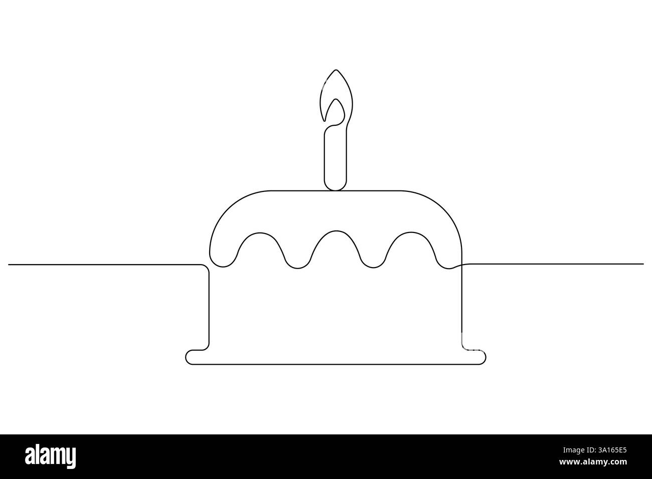 Continuous one line art of birthday cake party, anniversary and ...