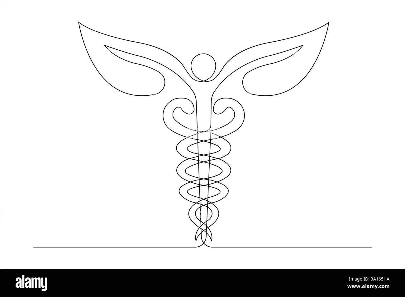 Medical symbol caduceus. Continuous one line art drawing of Vector ...