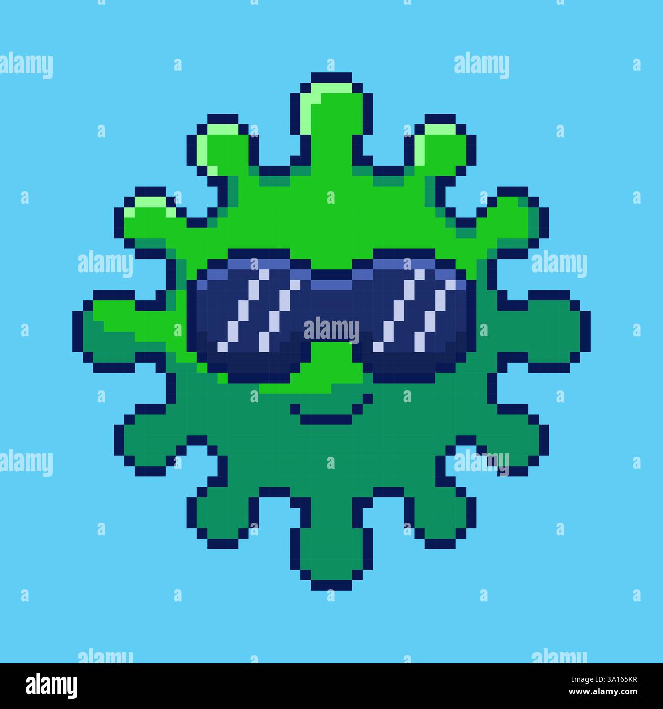 Pixel art Cool Virus with Sunglasses game asset design Stock Vector ...