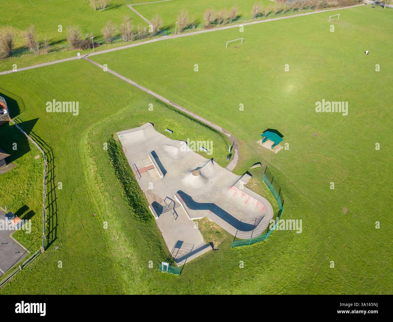 aerial view of skate board track at maurice thornton playing fields and ...
