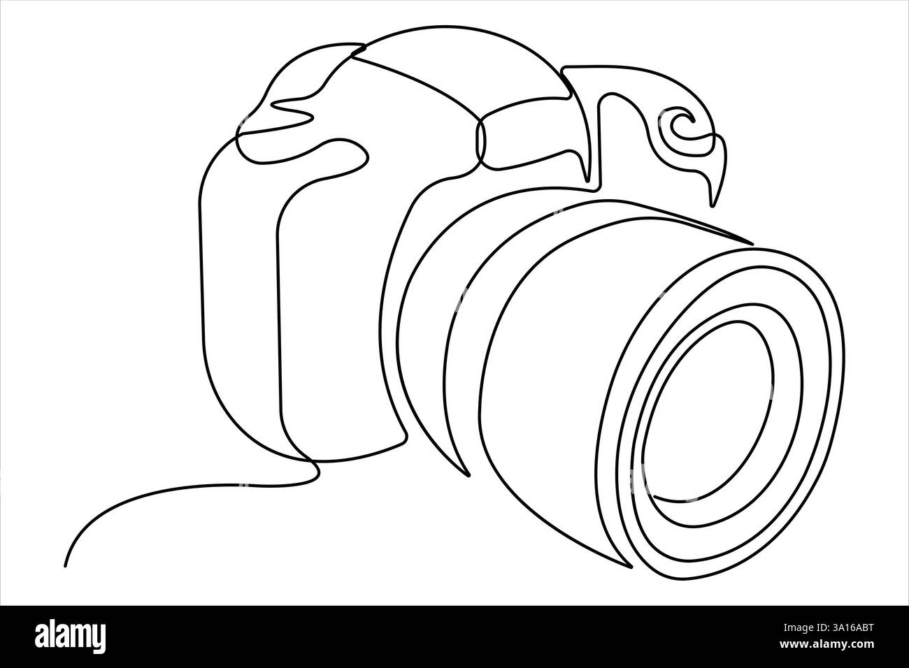 One continuous line drawing of camera linear style. Hand drawn ...