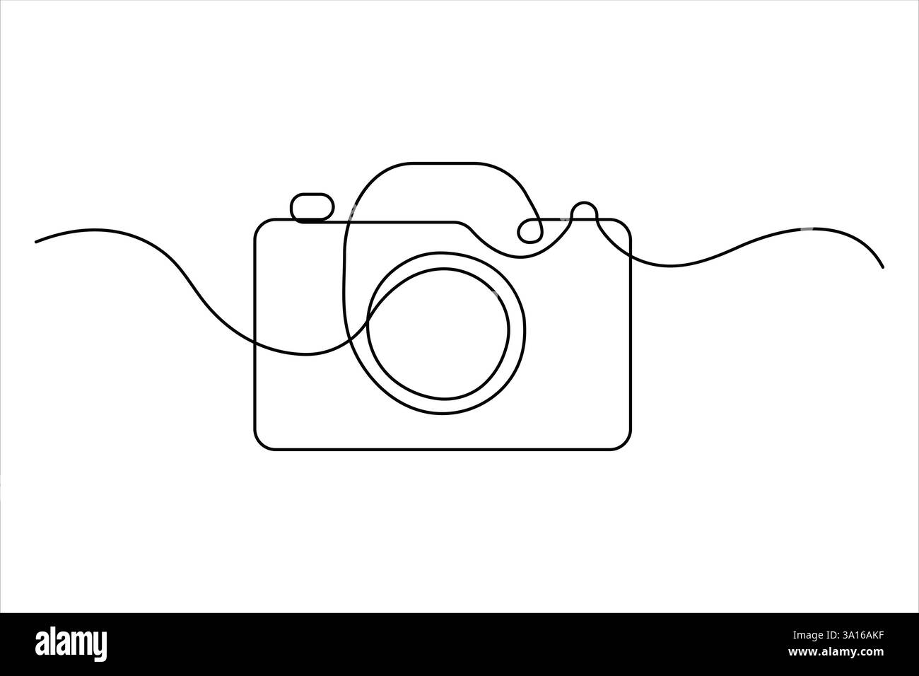 One continuous line drawing of camera linear style. Hand drawn ...