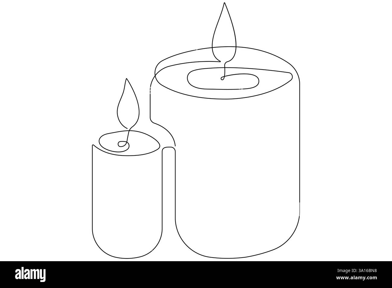 Candle light one line art drawing continuous outline vector ...