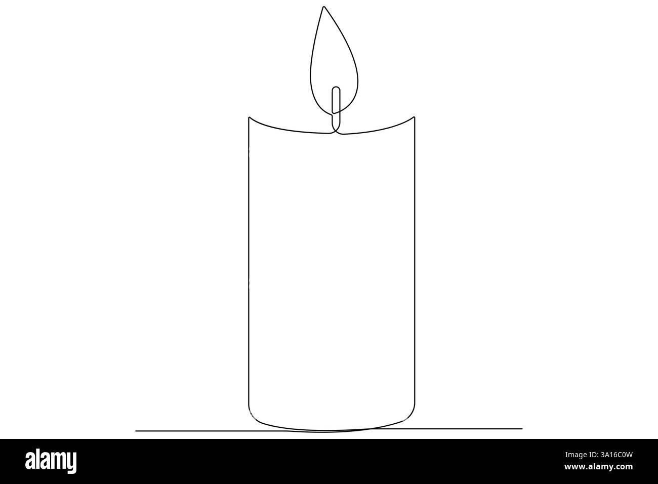 Candle light one line art drawing continuous outline vector ...