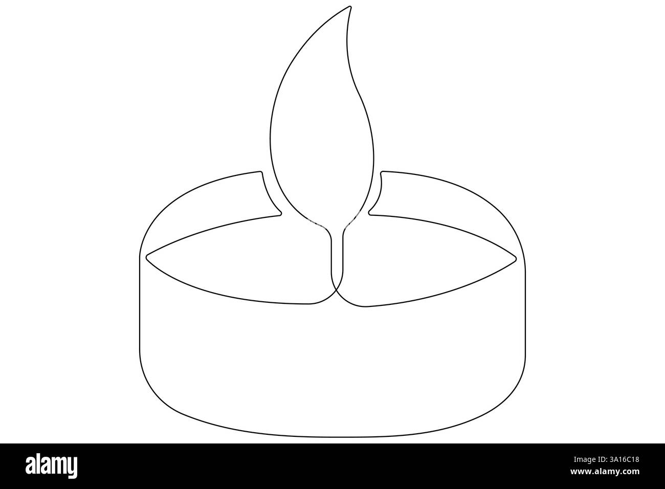 Candle light one line art drawing continuous outline vector ...