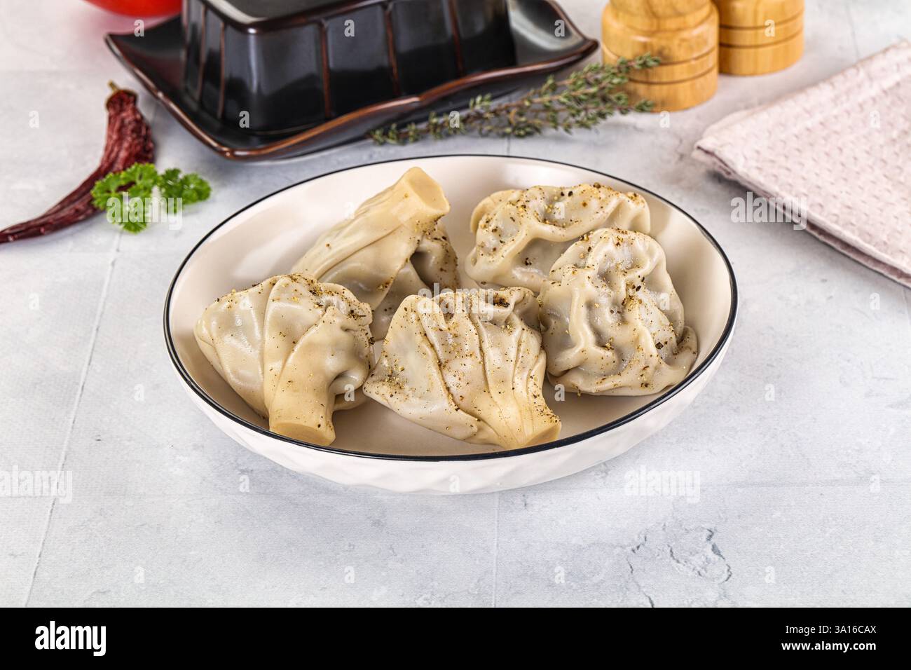 Georgian traditional stuffed meat dumplings Khinkali Stock Photo - Alamy