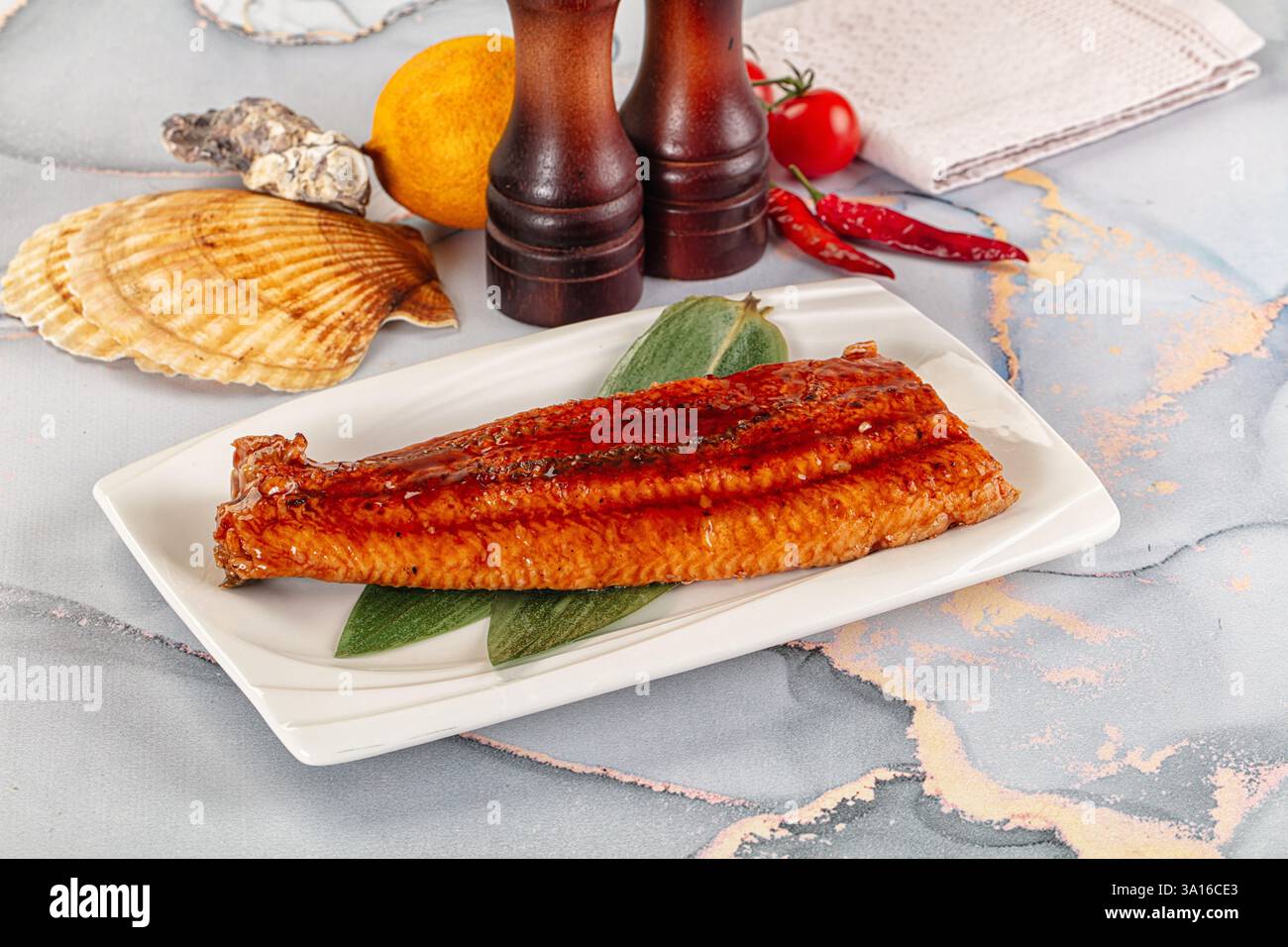Smoked unagi eel fish in sause Stock Photo - Alamy