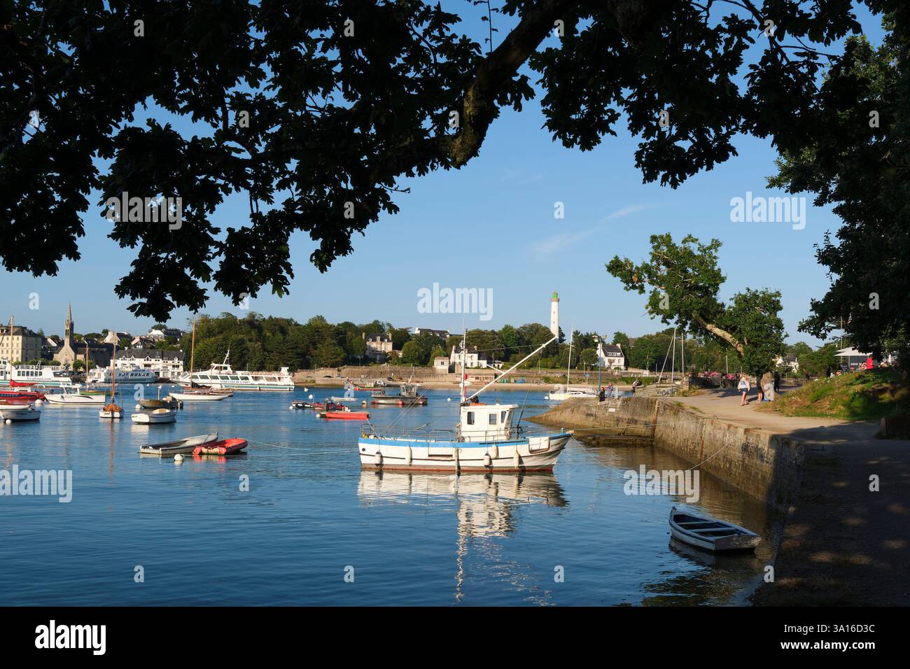 France, Finistère , Combrit, Port de Sainte-Marine on the banks of the Odet opposite Bénodet ...