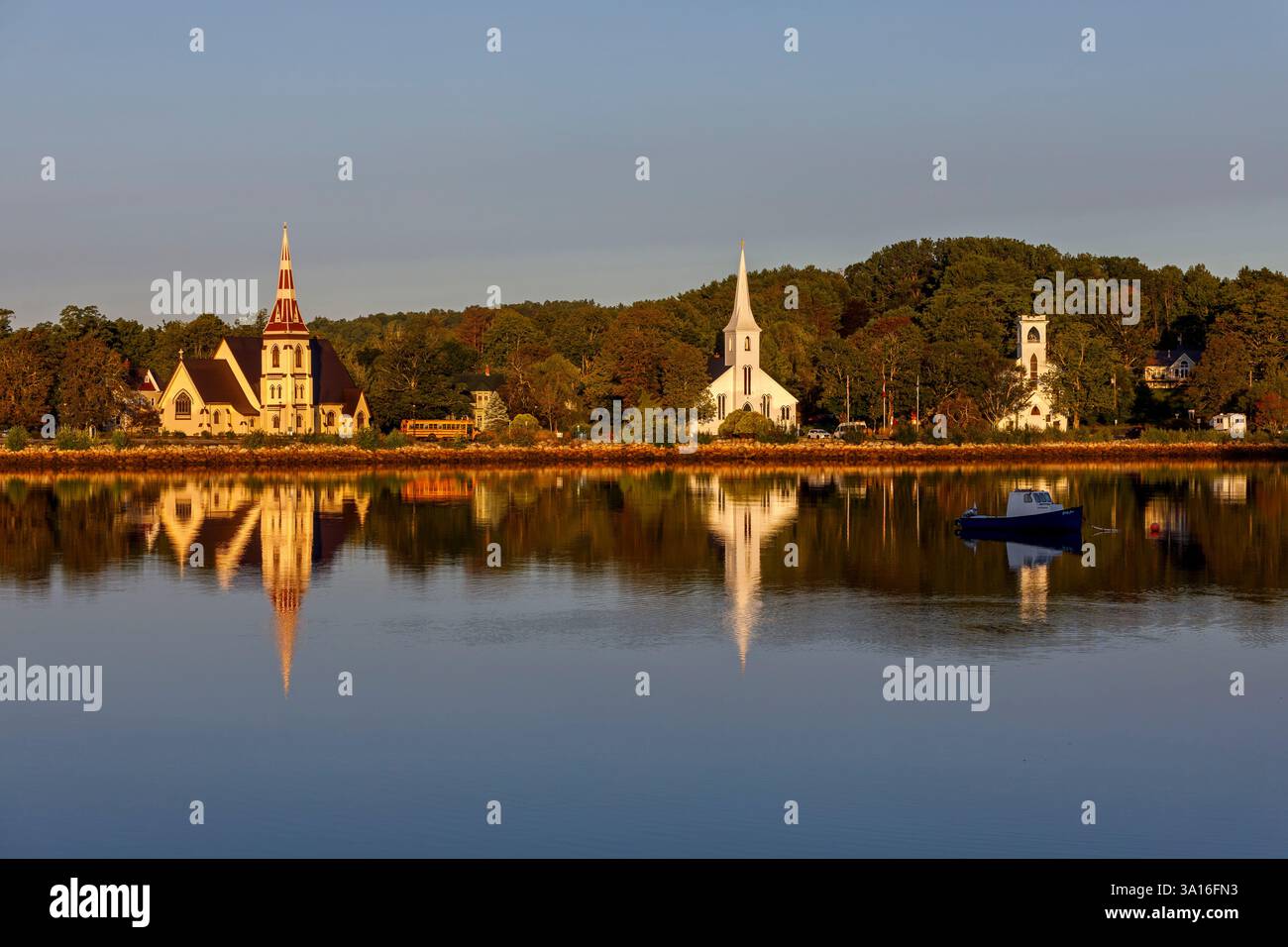 Canada, Nova Scotia province, Mahone Bay, the three churches (St. James ...
