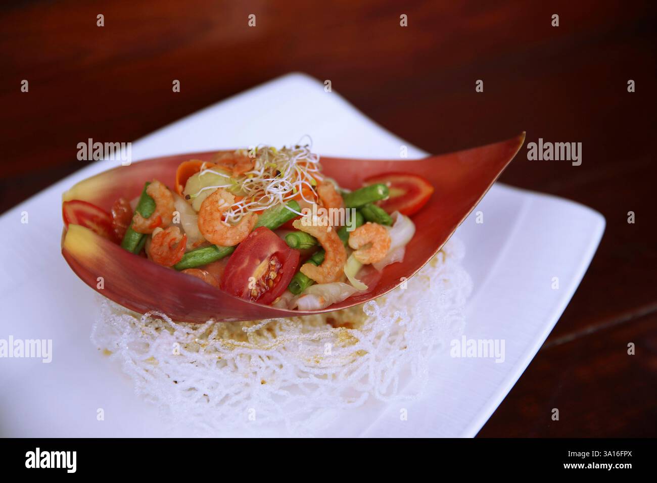 Laos, Mekong river, laotian dish served aboard the Gypsy, a luxury rice ...