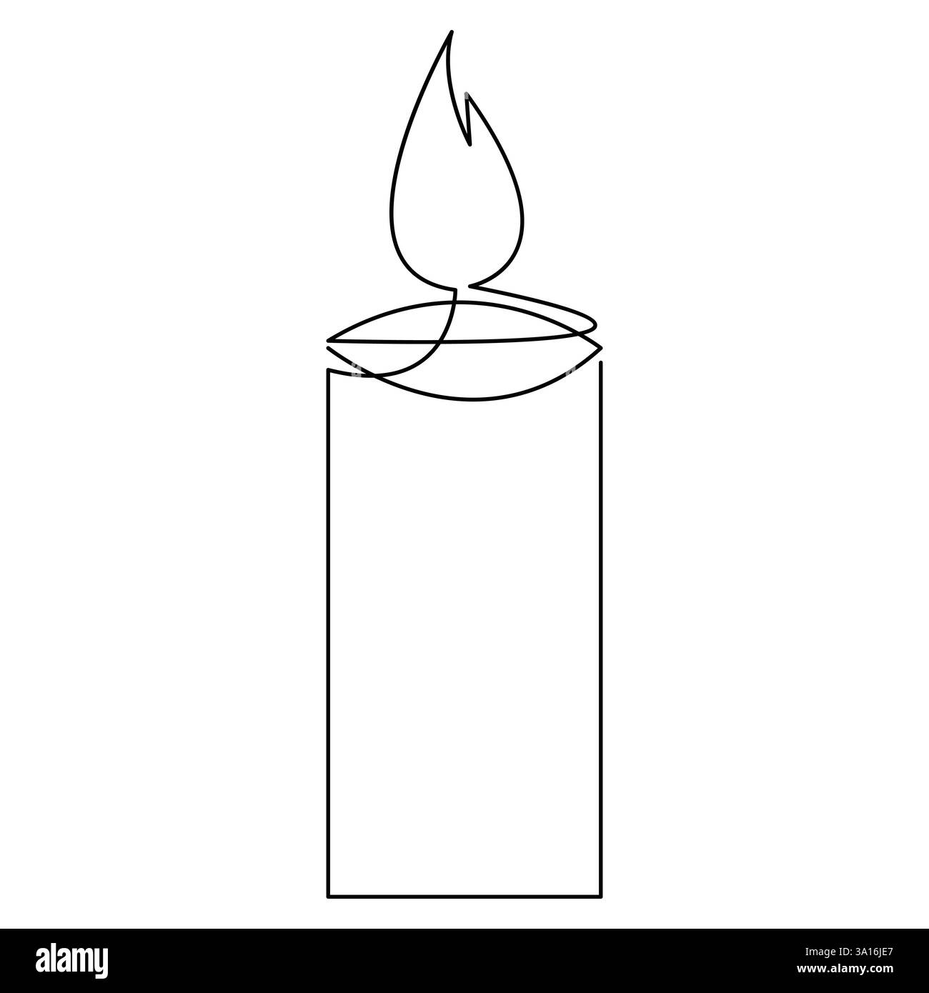 Continuous candle is burning fire drawing art by one line vector ...