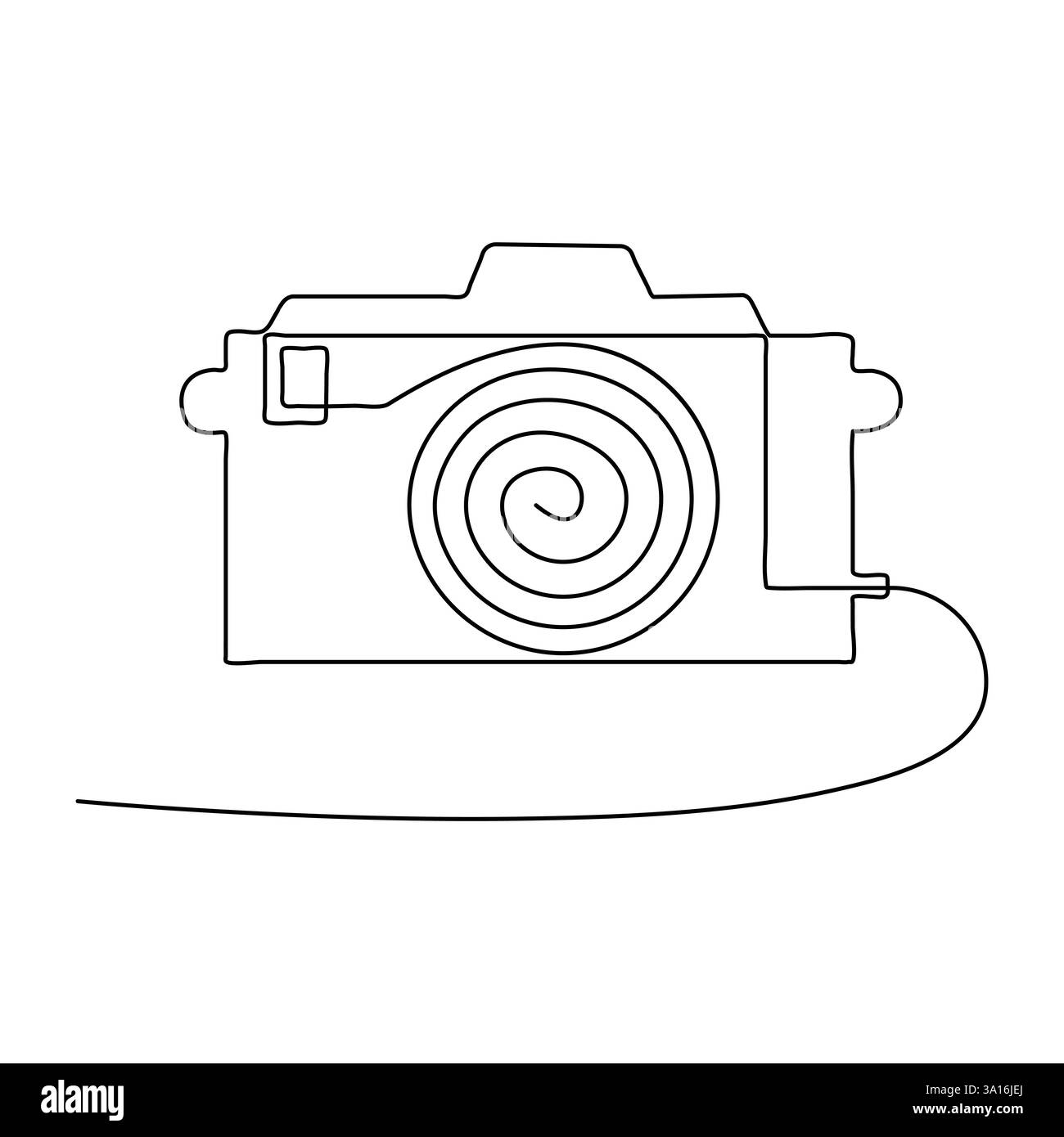 Continuous single line art drawing of classic camera style and outline ...