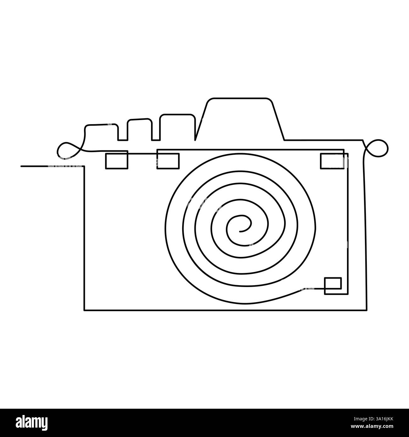 Continuous single line art drawing of classic camera style and outline ...