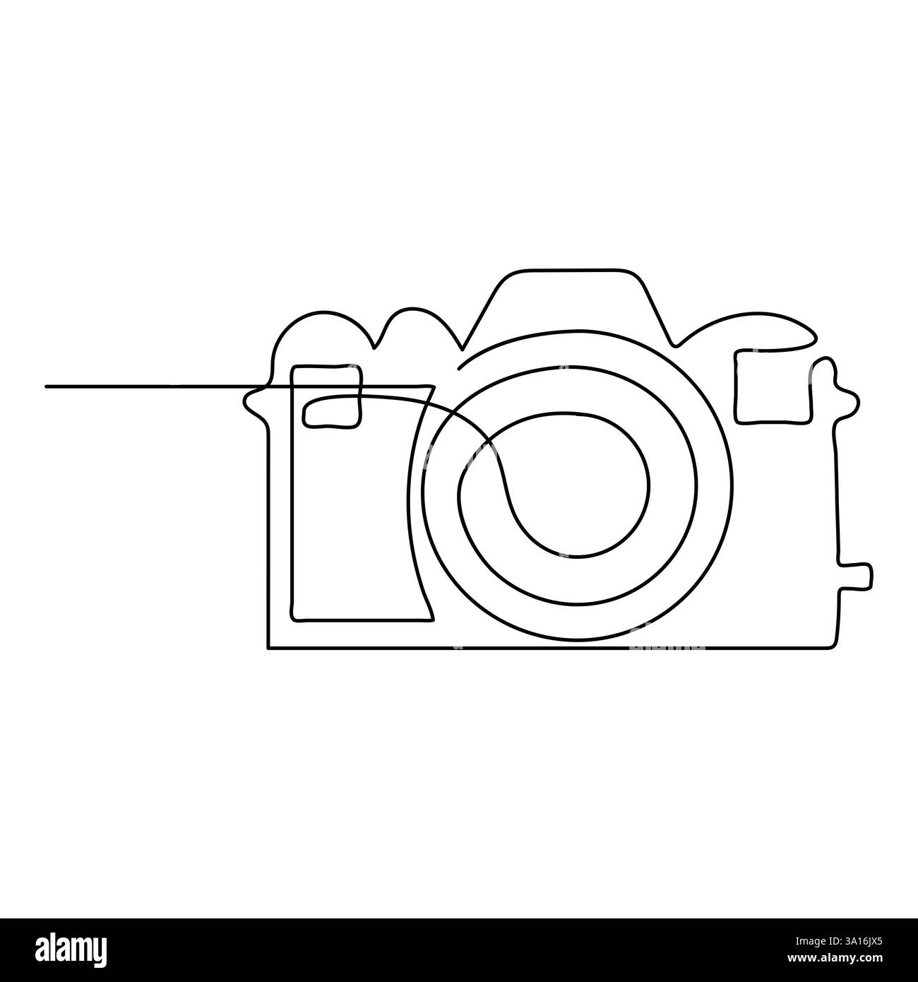 Continuous single line art drawing of classic camera style and outline ...