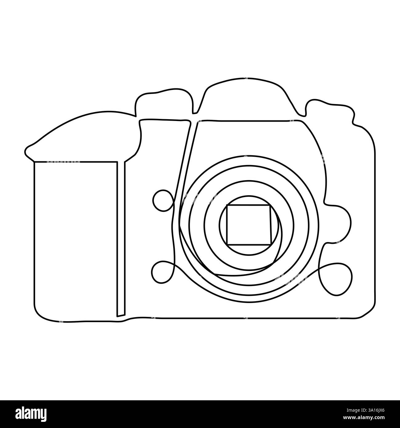 Continuous single line art drawing of classic camera style and outline ...